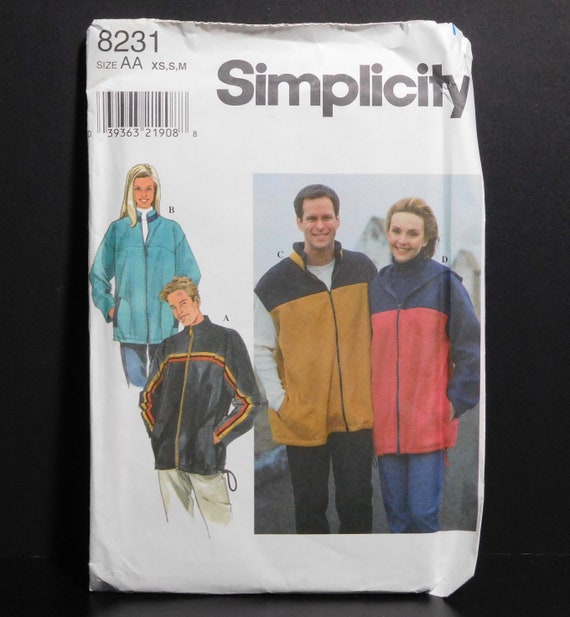 Unisex Vest and Jacket Simplicity Pattern 8231 sizes XS S M | Etsy