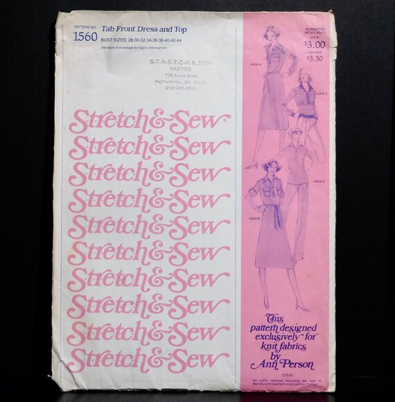 Sewing designed by Ann Person. Stretch and Sew Pattern #1560 Tab front ...