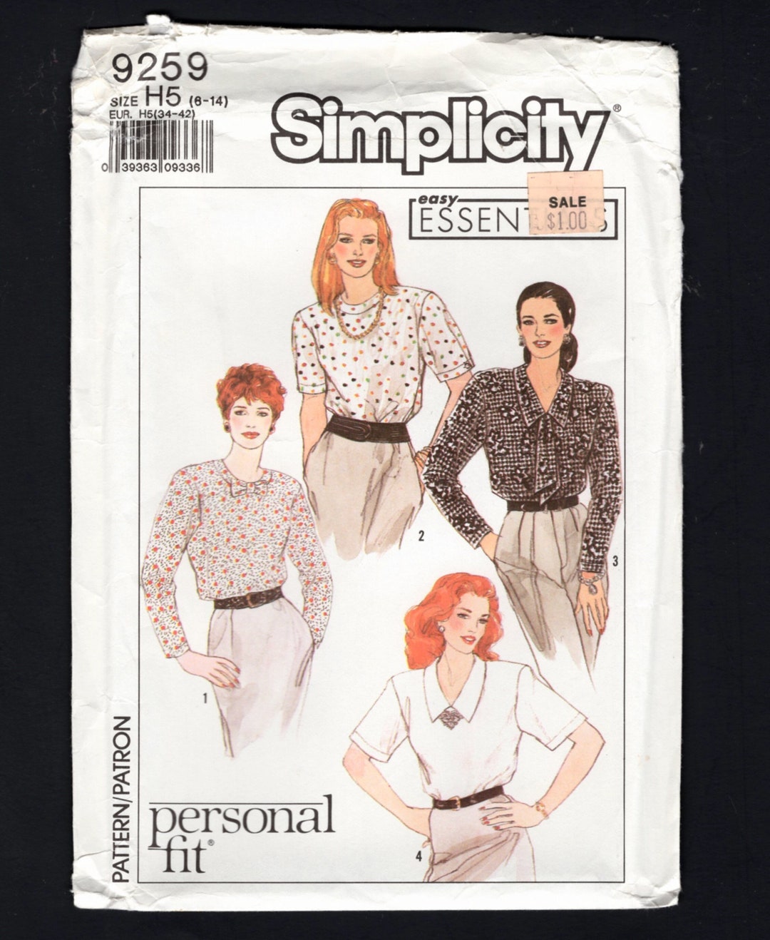 Blouses With Neckline Variations, Simplicity Sewing Pattern 9259 ...
