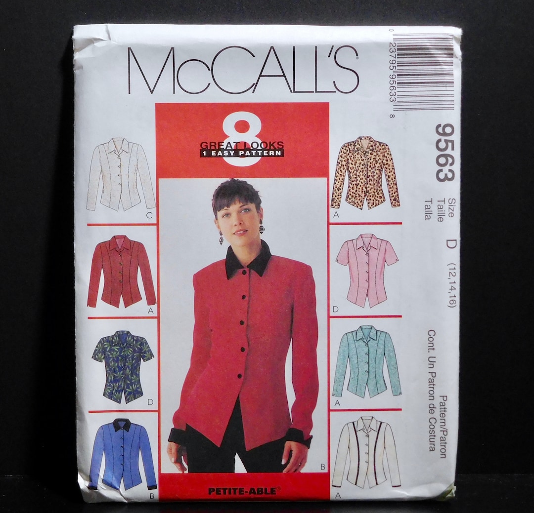 Misses Princess Seam Blouses Mccalls Sewing Pattern 9563 Sizes 12 14 16 ...