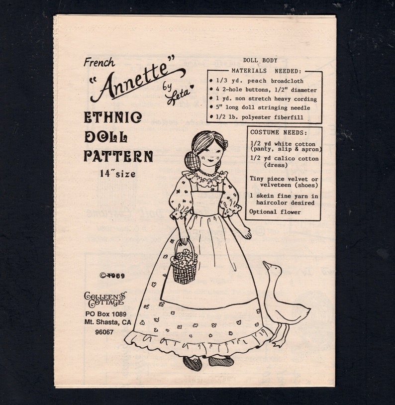 Annette French Country Girl 14-inch Ethnic Doll Pattern - Etsy