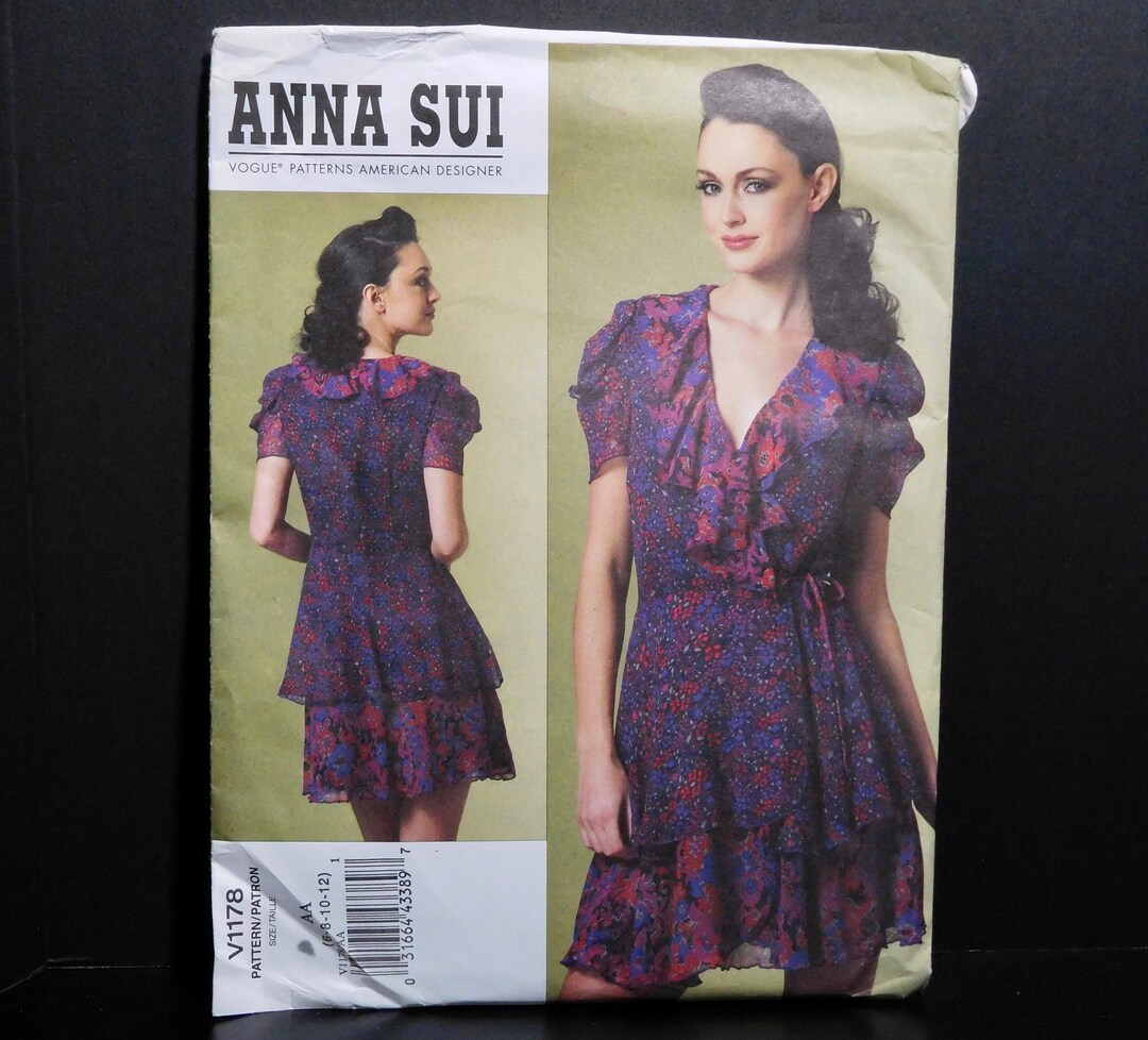 Misses Ruffled V-neckline Wrap Dress Vogue Sewing Pattern - Etsy