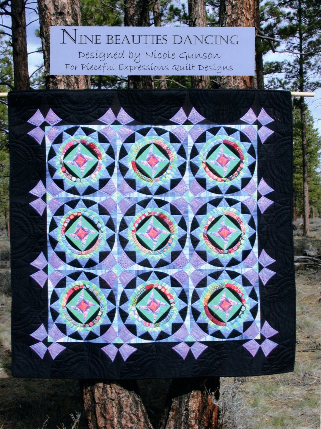 Nine Beauties Dancing Quilt Pattern by Nicole Gunson, 63" Square Quilt ...