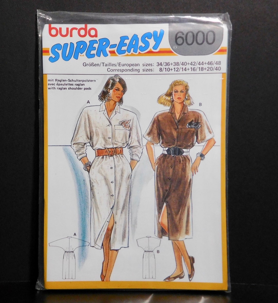 Burda Super Easy Button Front Dress Sewing Pattern 6000 Sizes 8 to 22 ...