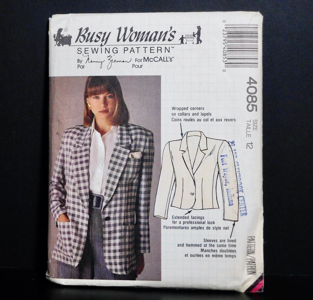 Misses Partially Lined Blazer Mccalls Sewing Pattern 4085 Size 12 UNCUT ...