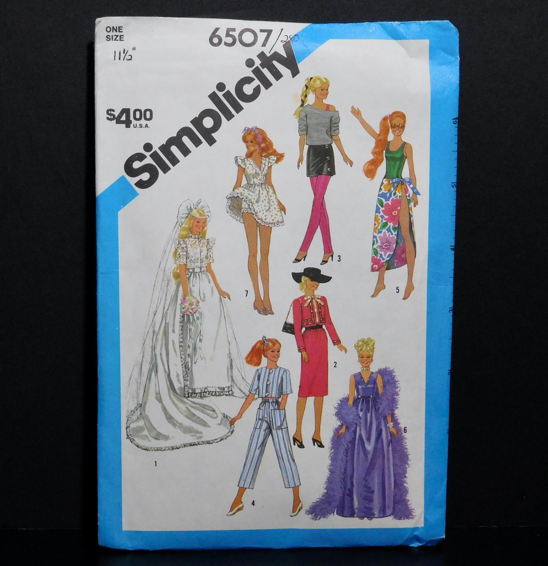 Barbie Doll Clothes Simplicity Pattern 6507 11.5 Inch Dolls Vintage ...