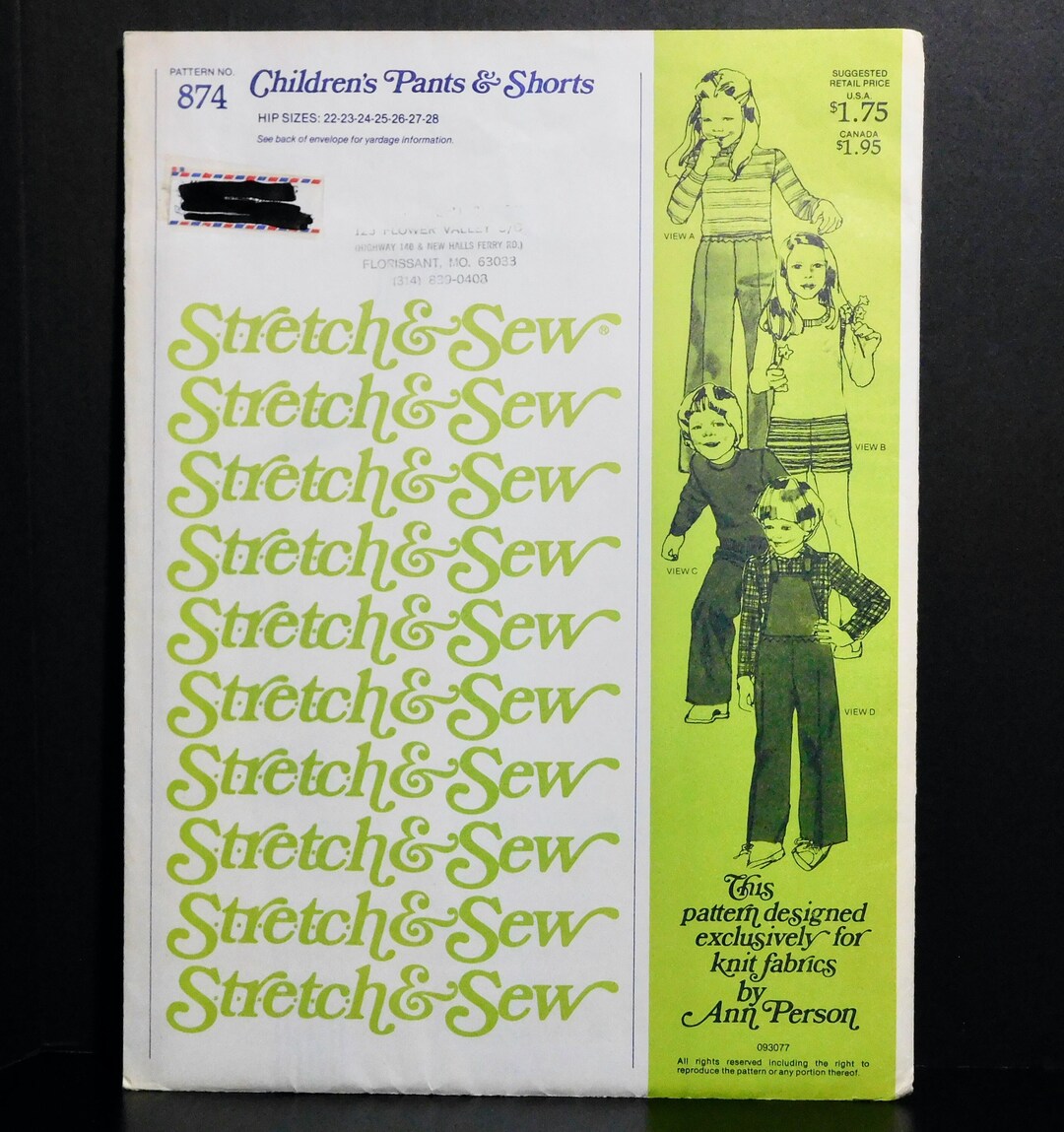 Stretch & Sew Ann Person Sewing Pattern 874 Children's Pants and Shorts ...