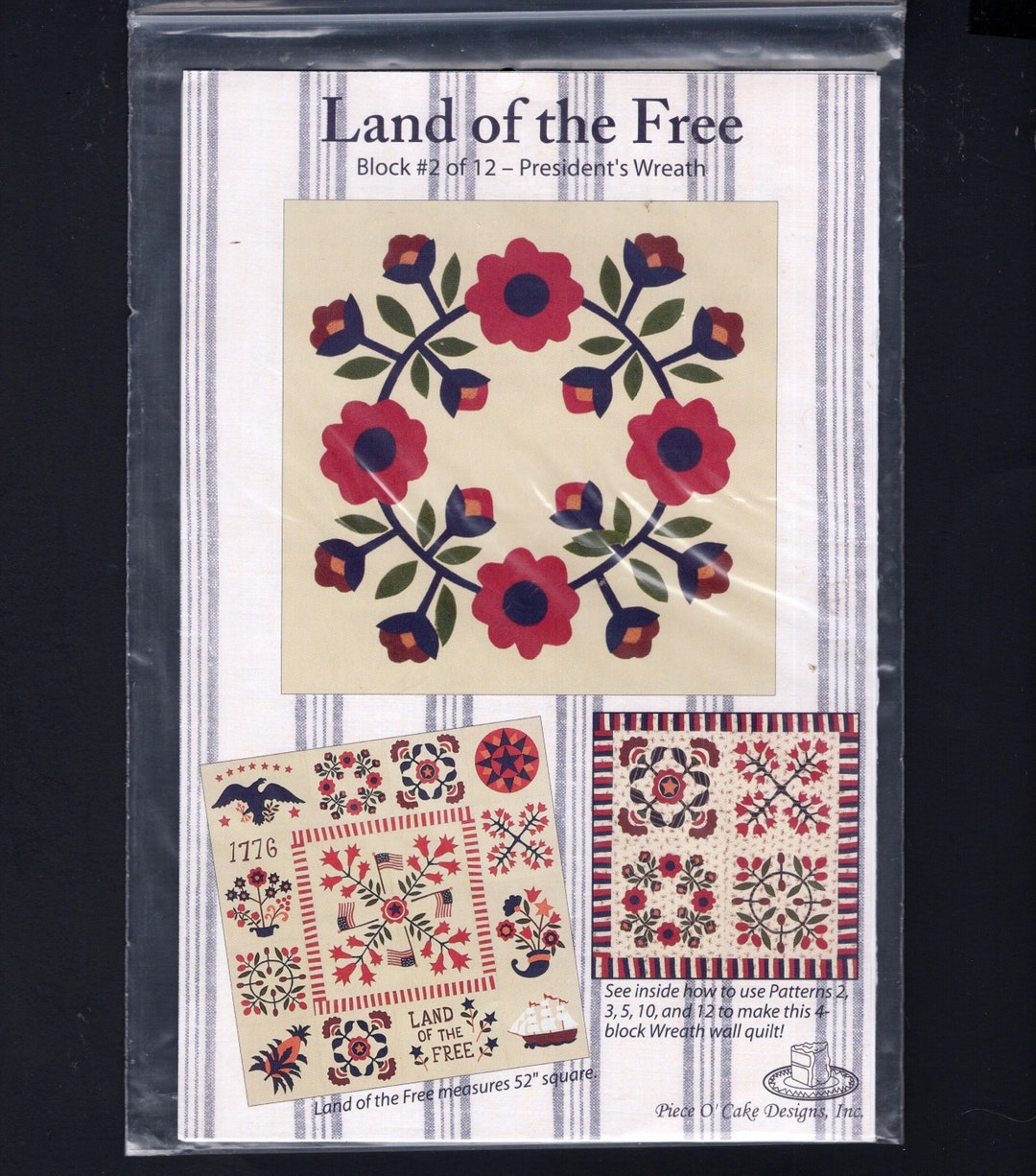 President's Wreath, Block 2 Pattern, Land of the Free Quilt, by Piece O ...