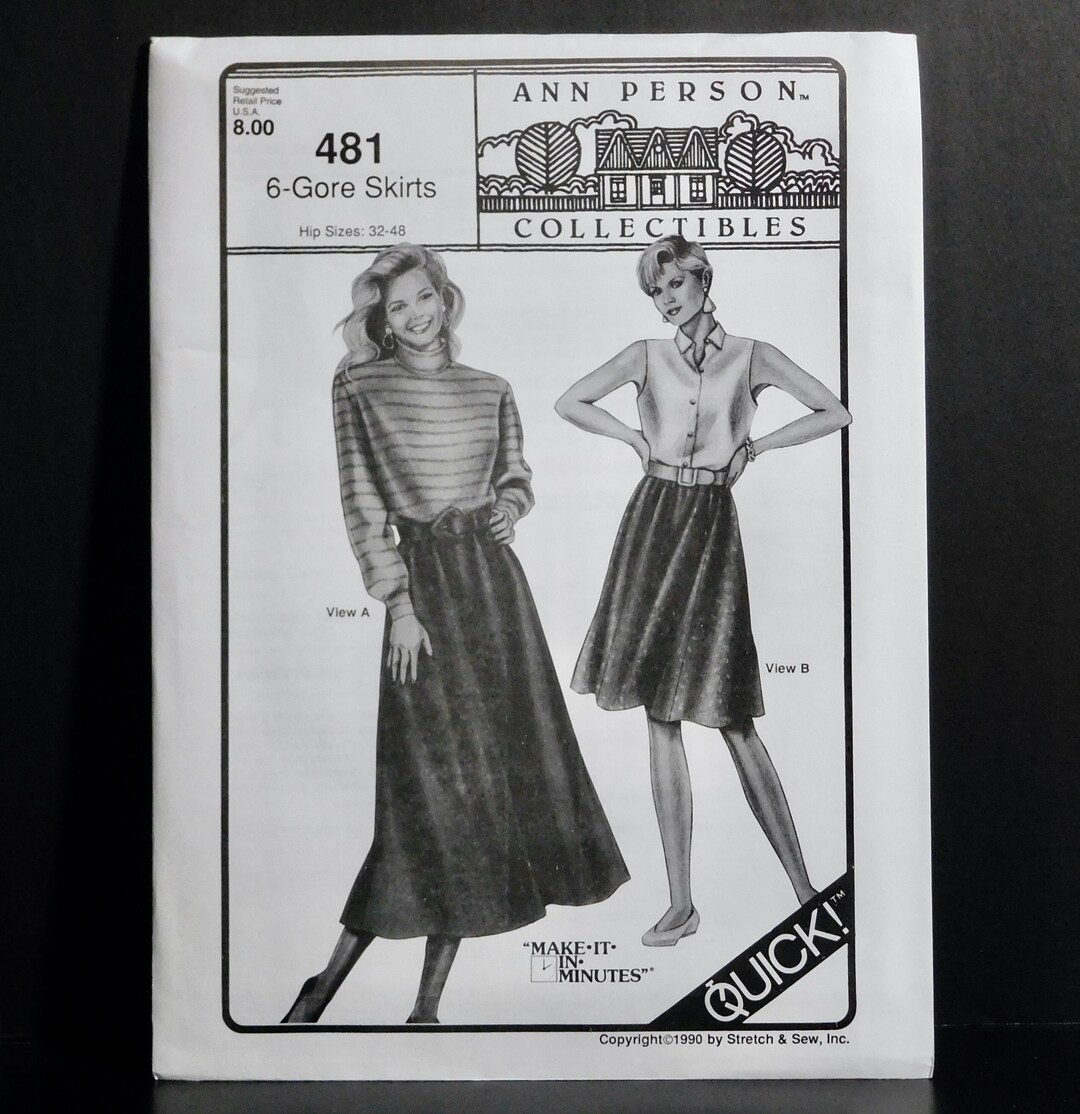 Stretch & Sew Ann Person Sewing Pattern 481 6-gore Skirts Skirts Hip ...