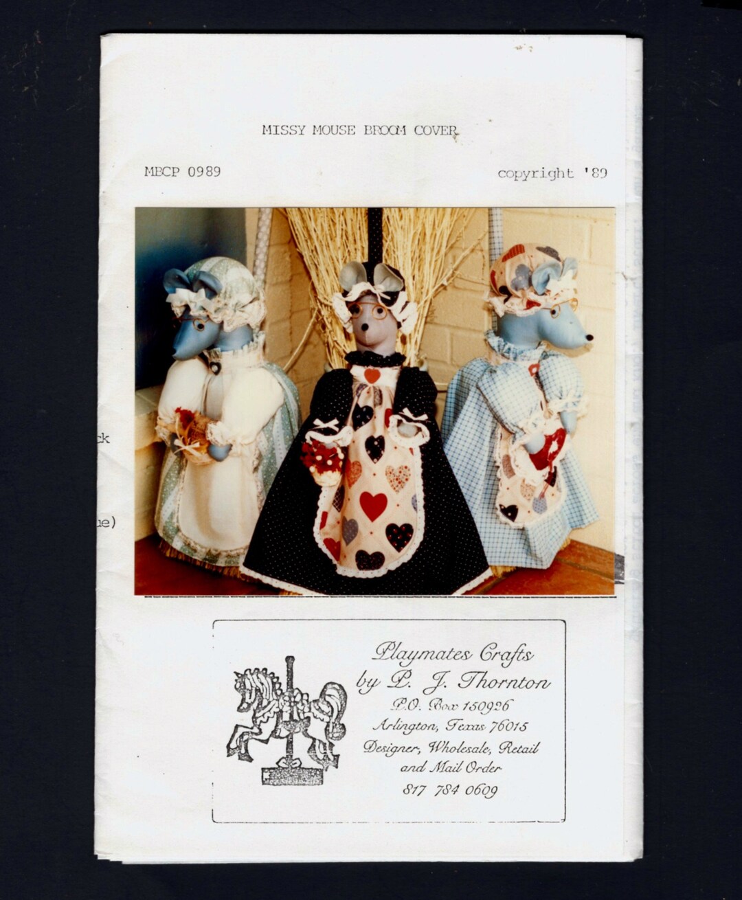Missy Mouse Broom Cover Sewing Pattern 0989 From Playmates Crafts by P ...