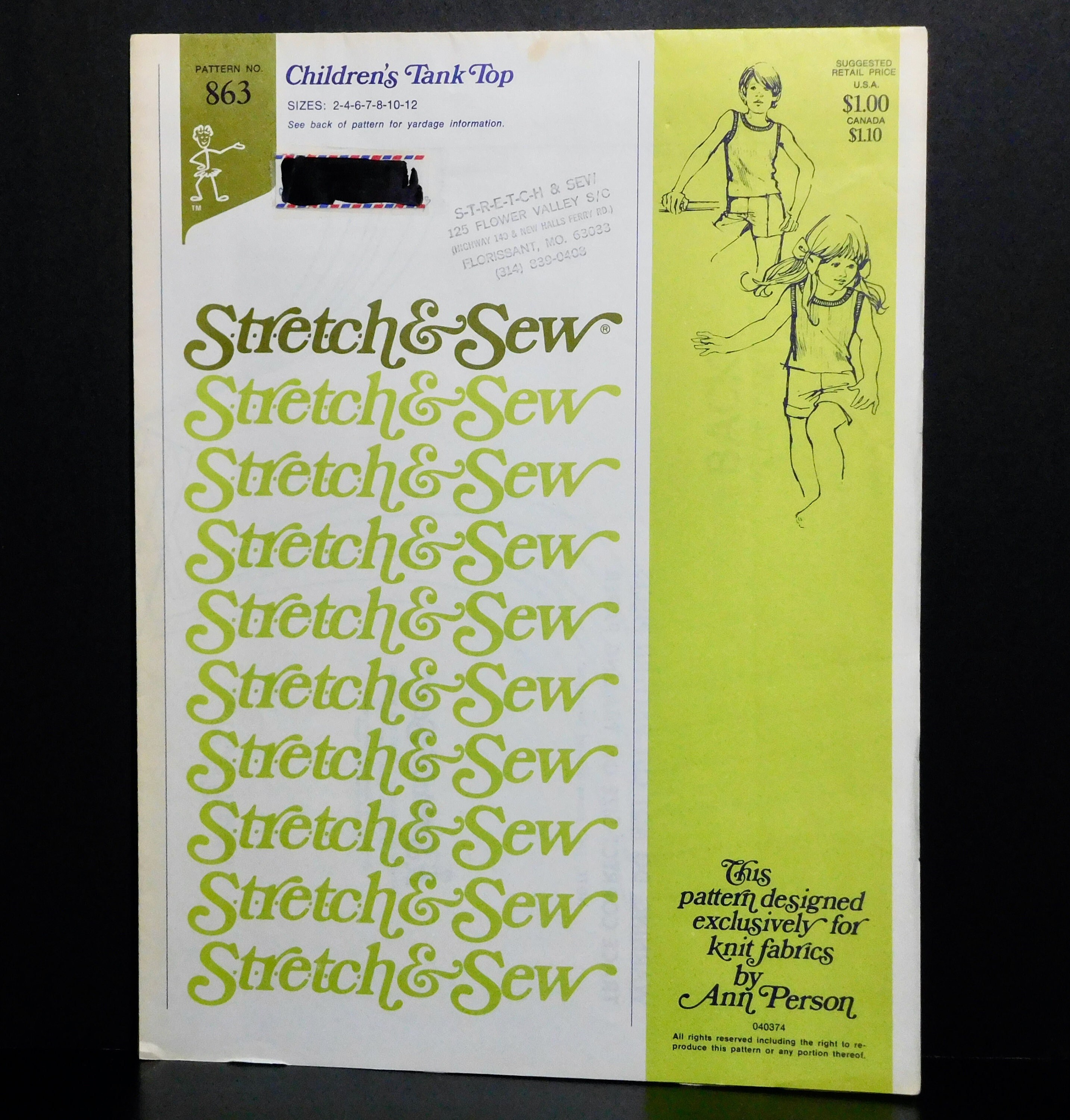 Stretch & Sew Ann Person Sewing Pattern 863 Children's - Etsy