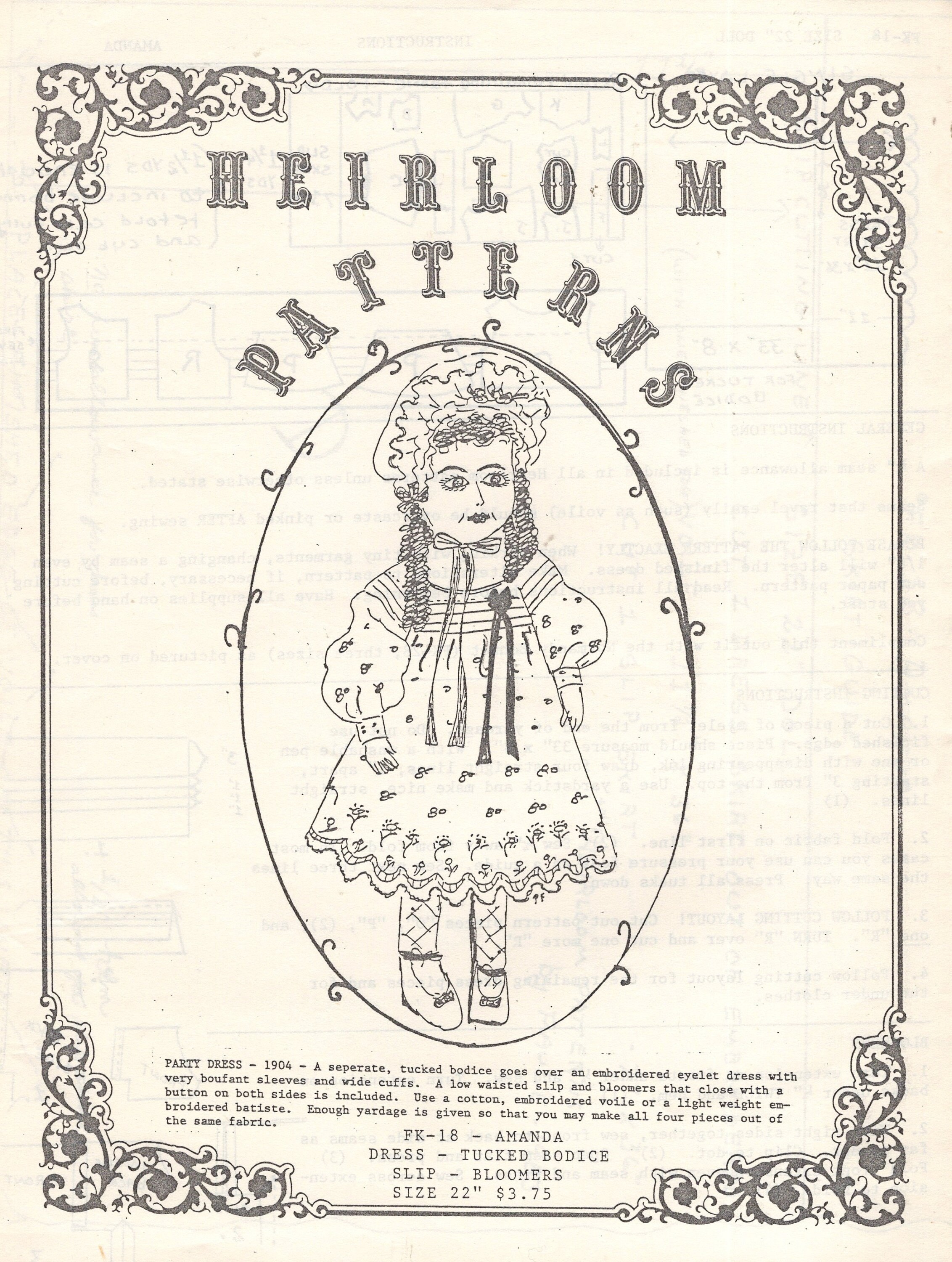 AMANDA, Party Dress, Slip, Bloomers Pattern Circa 1904, FK-18 by ...