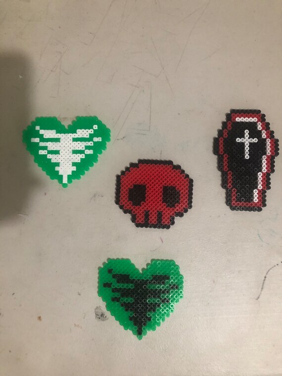 Grunge Y2k Gothic Coffin Heart Skeleton Skull Perler Bead Grunge Y2k Gothic Coffin Heart Skeleton Skull Perler Bead