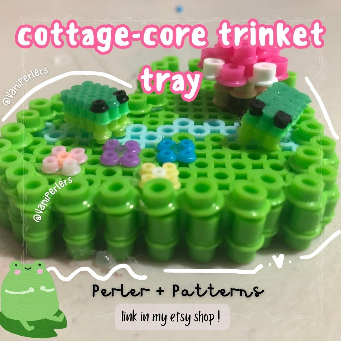 Cottage Core Frog Trinket Jewlery Perler Tray 3D - Etsy