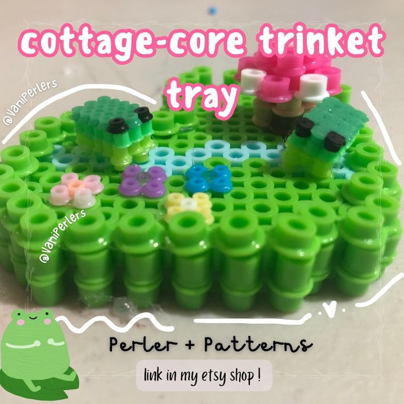 Cottage Core Frog Trinket Jewlery Perler Tray 3D - Etsy