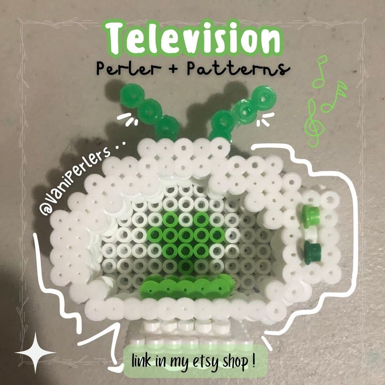 White TV Heart 3D Perler Beads (actually Figure) - Etsy