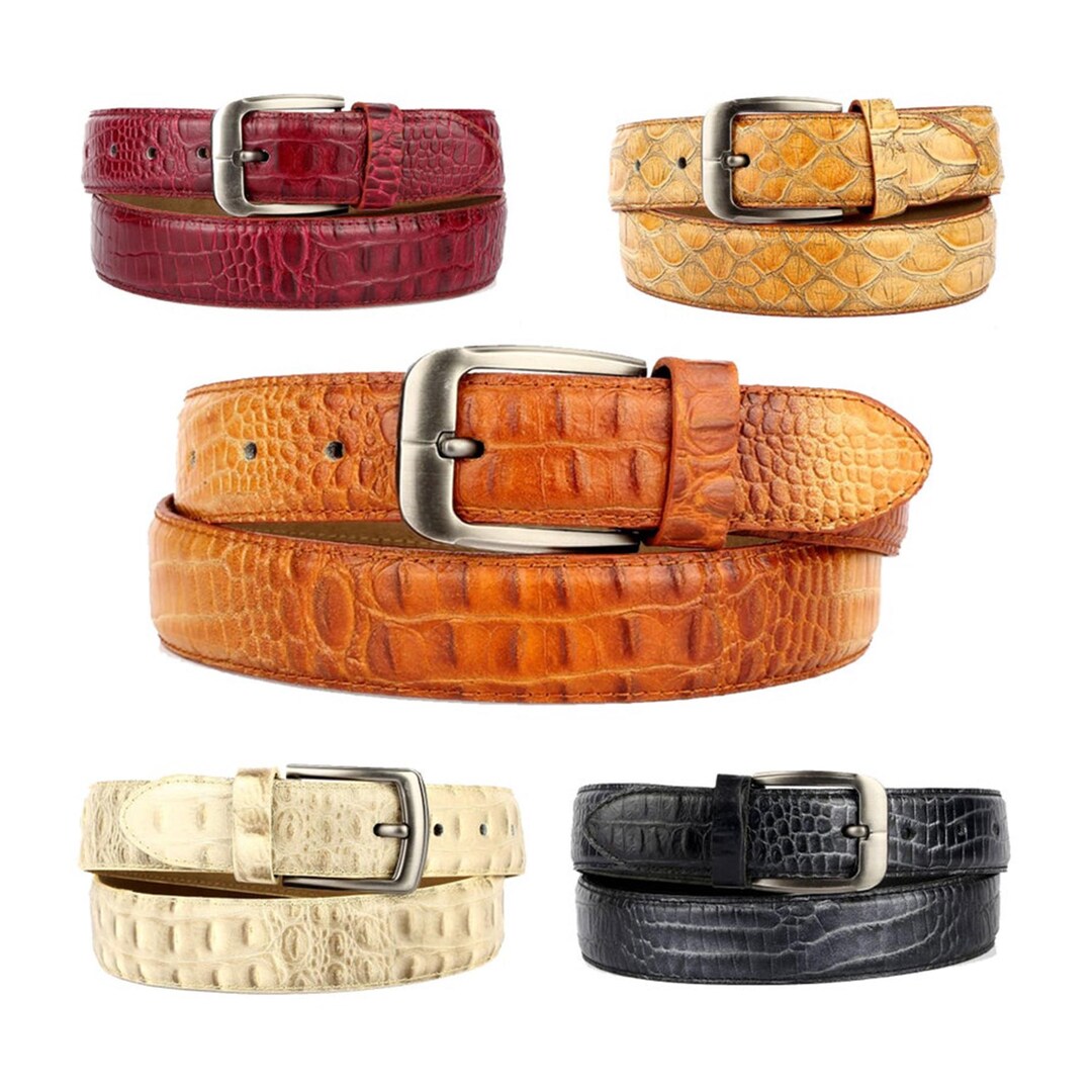 Genuine Alligator Skin Brown Black Camel Red Belt for Men, Crocodile ...