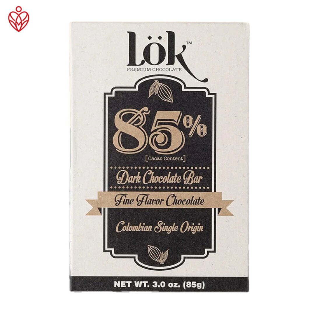 Lok Dark Chocolate Bar 85% Cacao Fair Trade, Non-gmo, Kosher, Gluten ...