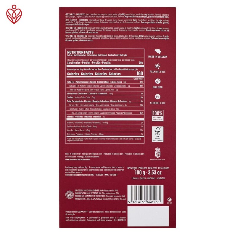 Neuhaus Belgian Chocolate Tablet Dark Chocolate Cocoa Nibs 70% Cocoa ...