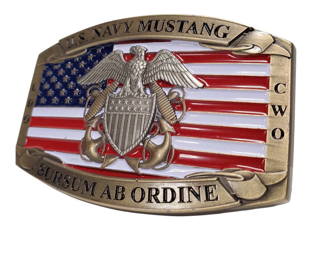 U.S. Navy Mustang LDO/CWO Officer Custom Belt Buckle (antique Brass ...
