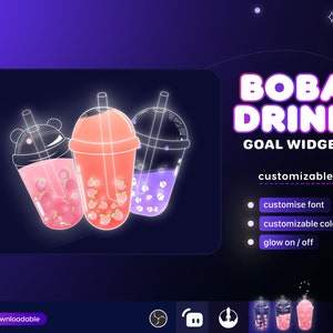 Boba Drink Stream Widget Cute Fruit Drink Goal Widget for Twitch Fully ...