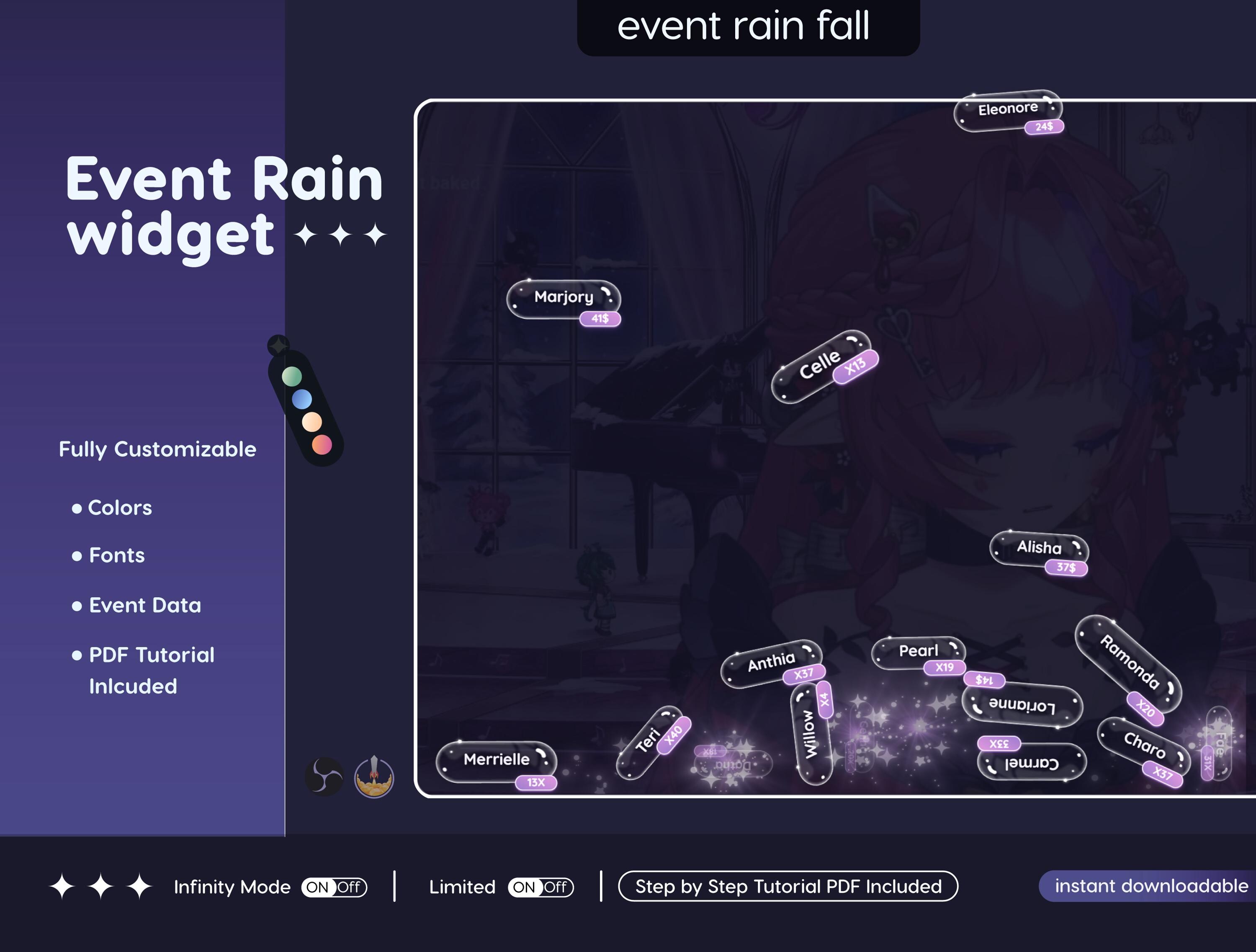 Animated Sub Event Rain Widget for Twitch Streamers (digital Download ...