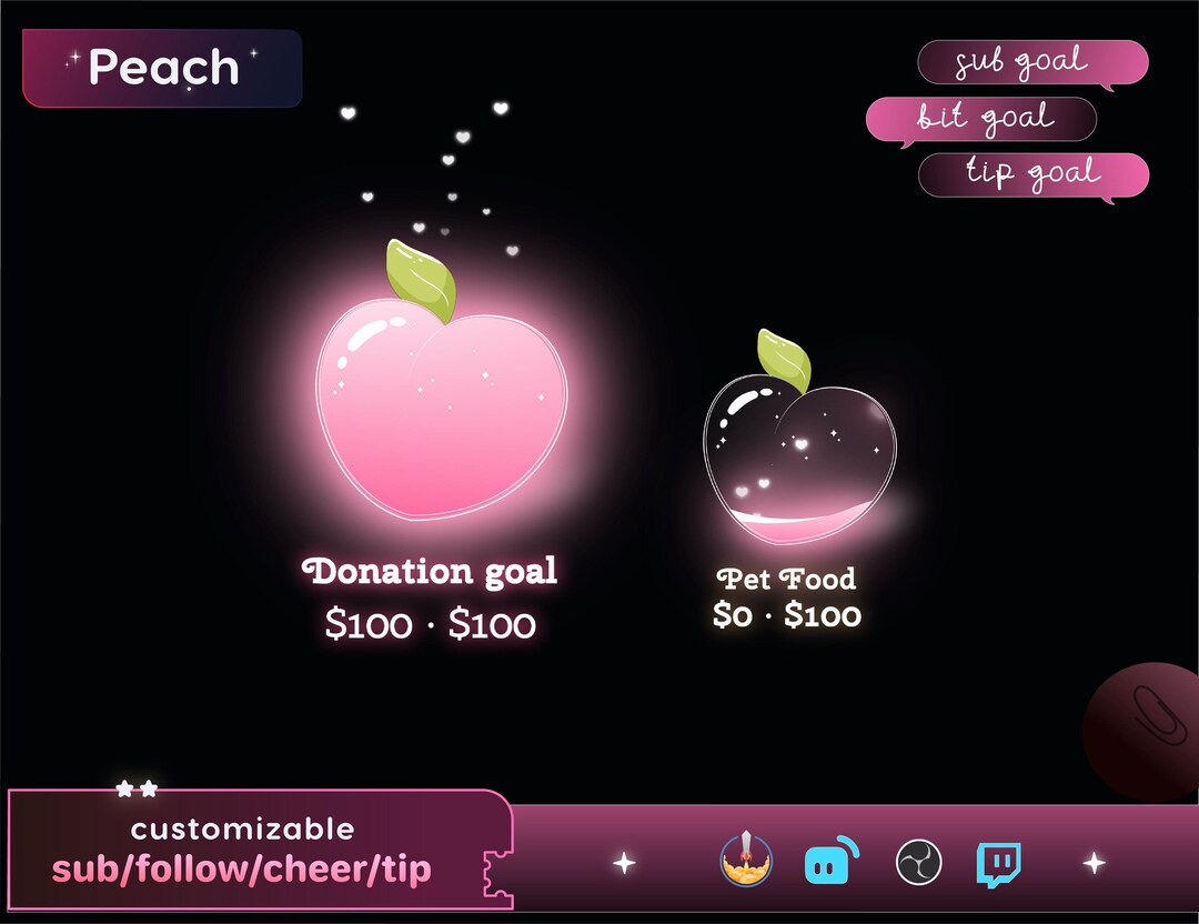 Peach Goal Widget: Minimal Stream Overlay for OBS Streamlabs - Etsy