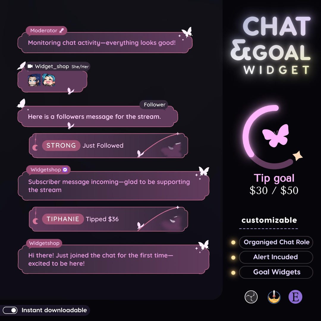 Butterfly Chat Widget | Twitch Streamelements OBS Animated Nature ...