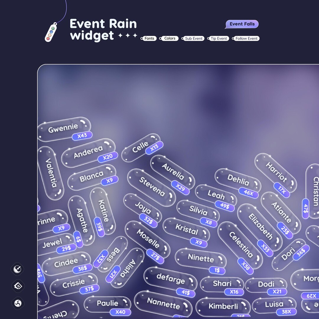 Animated Sub Event Rain Widget for Twitch Streamers (digital Download ...