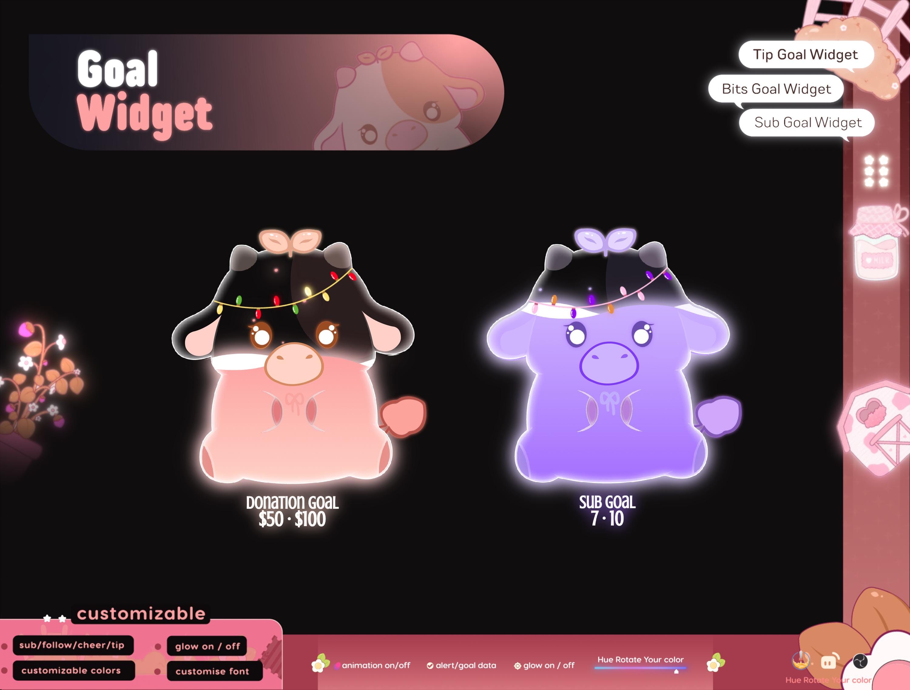 Cute Cow Liquid Filling Goal Widget is Fully Customisable for Twitch ...