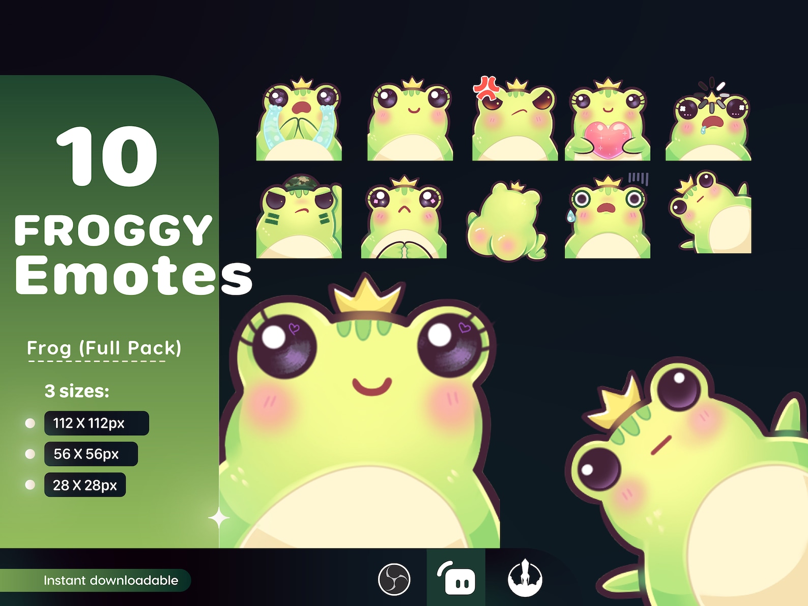 10x FROG Emotes (pack 1 & 2) for Twitch - Cute Little Froggy - Kawaii ...
