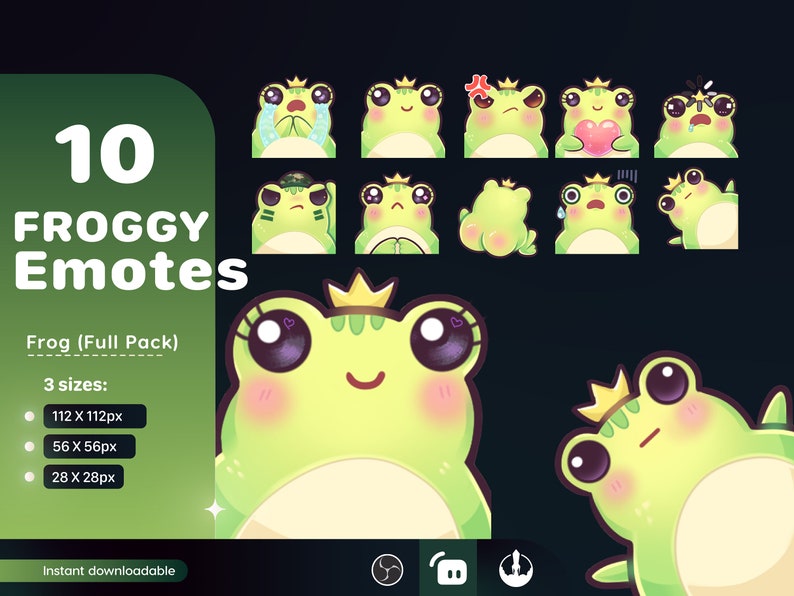 10x FROG Emotes (pack 1 & 2) for Twitch - Cute Little Froggy - Kawaii ...