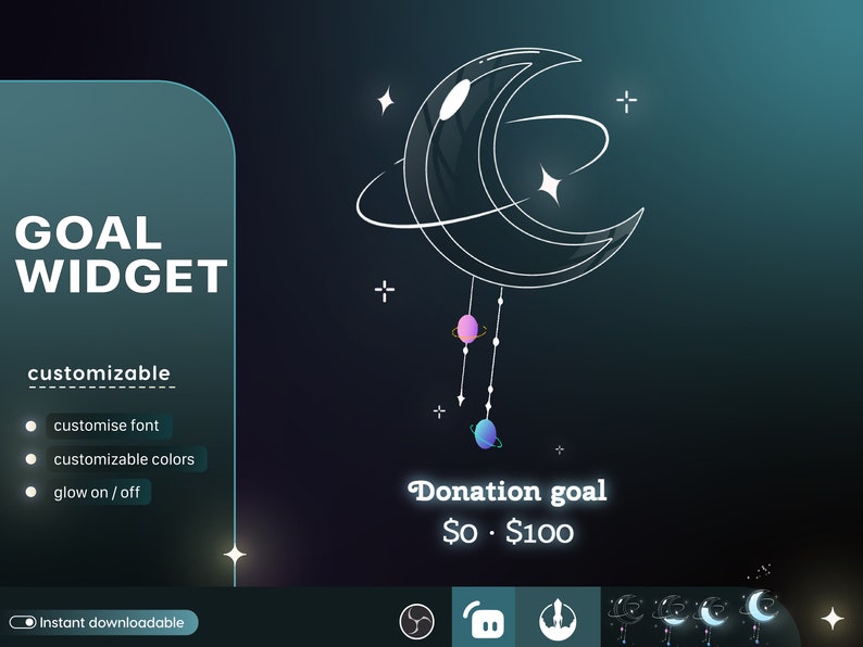 Celestial Moon Cute Liquid Filling Goal Widget is Fully Customisable ...