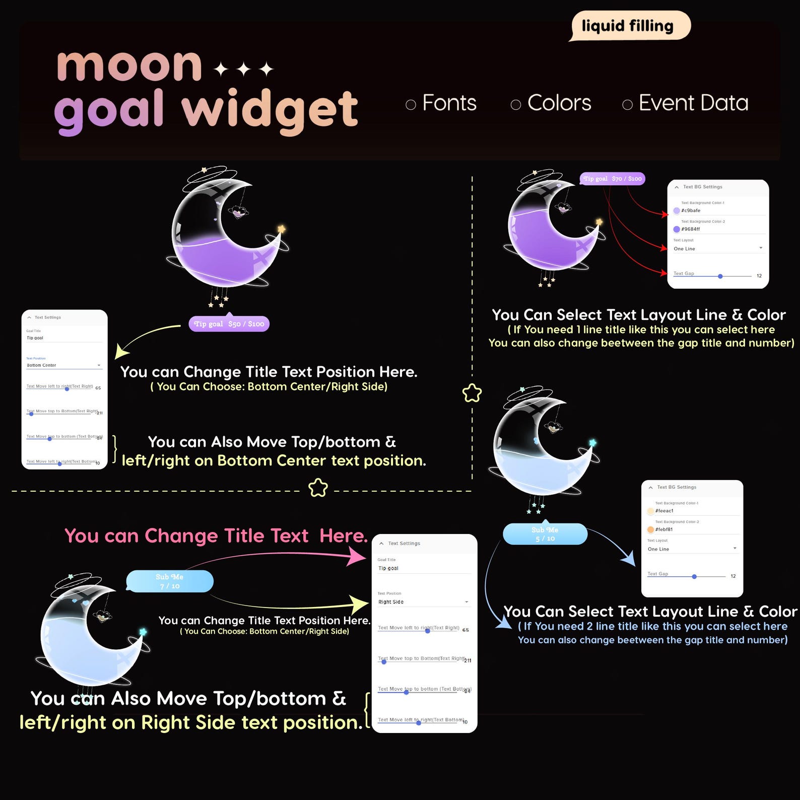 Space Moon Twitch Stream Goal Widget | Customizable Streamlabs ...