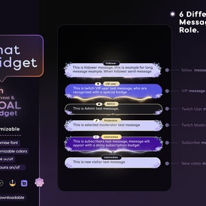 Floral Purple Chat Widget | Twitch Streamelements Animated Stream ...