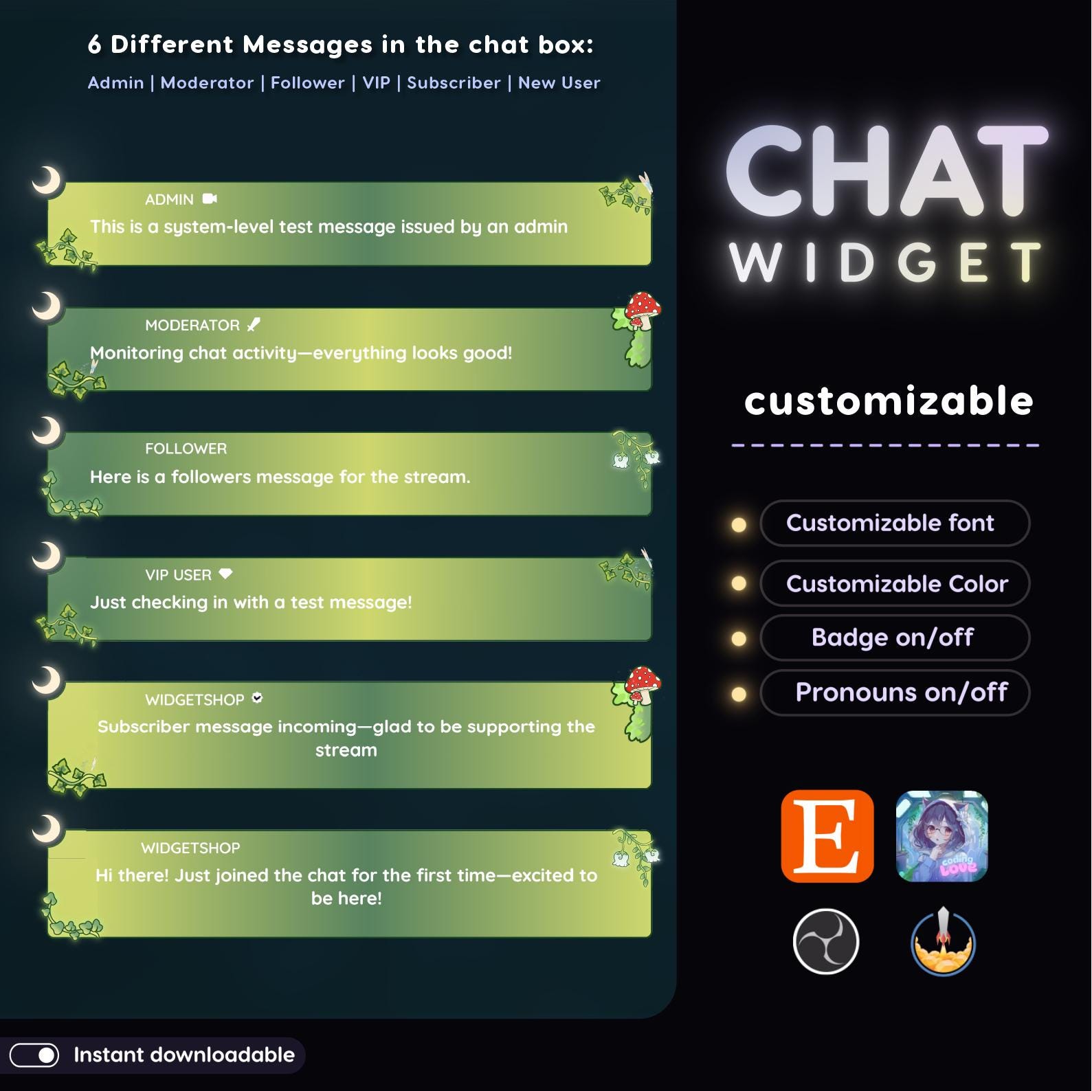 Cottagecore Stream Twitch Chat Widget - Customizable Stream Overlay ...