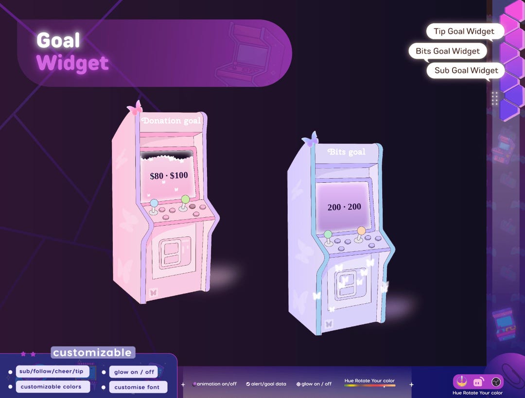 Game Machine Old Arcade Liquid Filling Goal Widget is Fully Customisable for Twitch Streamlabs ...
