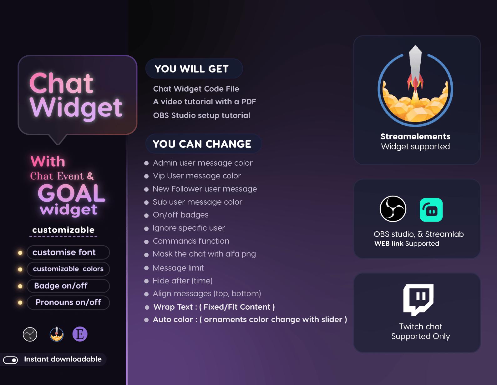 Butterfly Galaxy Chat Widget | Twitch Streamelements Animated Chat Goal ...