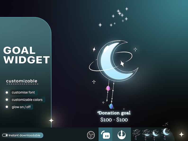 Celestial Moon Cute Liquid Filling Goal Widget is Fully Customisable ...
