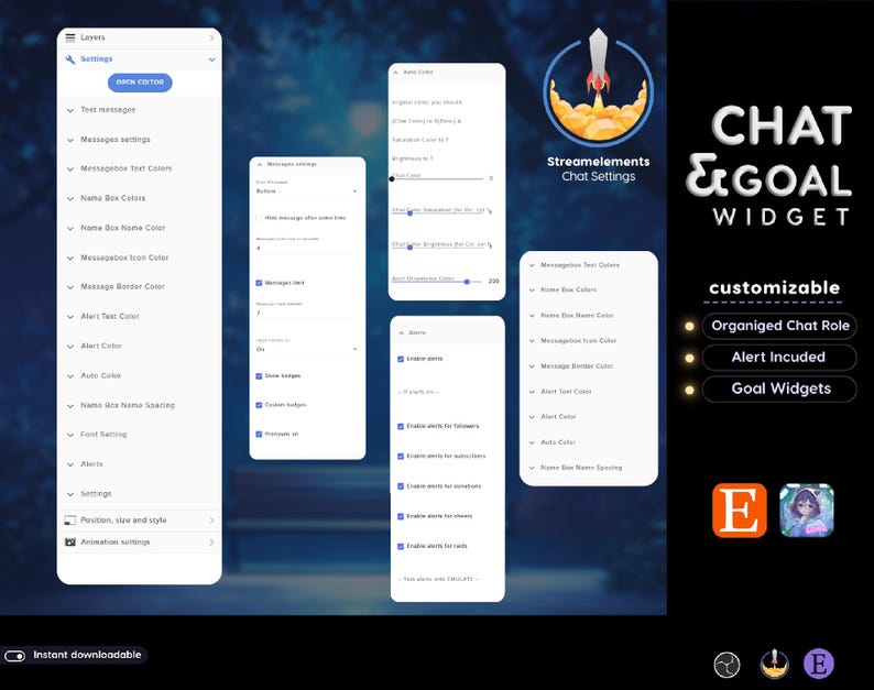 Neon Moon Glow Stream Widgets – Chat and Goal Theme (streamelements) - Etsy