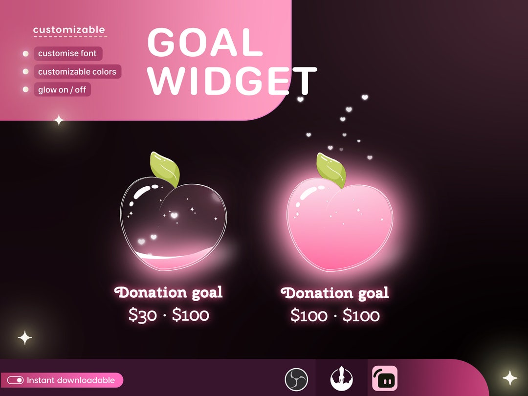 Cute Peach Glass Goal Widget-cute Minimal Customizable Goal Widget for ...
