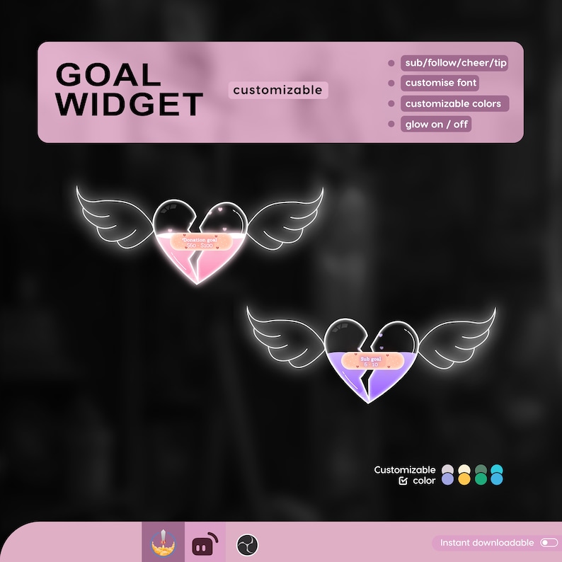 Broken Heart First Aid Liquid Filling Goal Widget is Fully Customisable ...