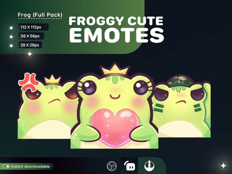 10x FROG Emotes (pack 1 & 2) for Twitch - Cute Little Froggy - Kawaii ...