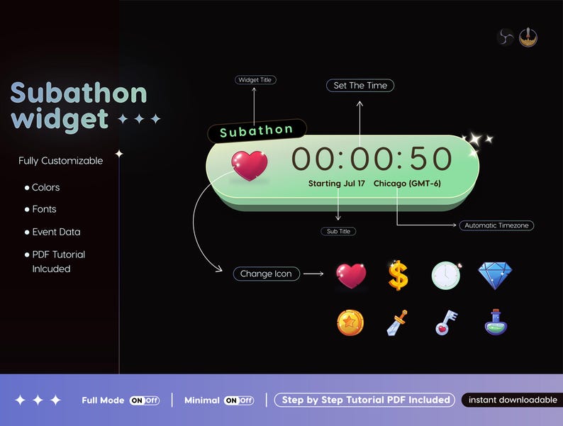 Subathon Timer Widget | Twitch Streamelements Animated Donathon ...
