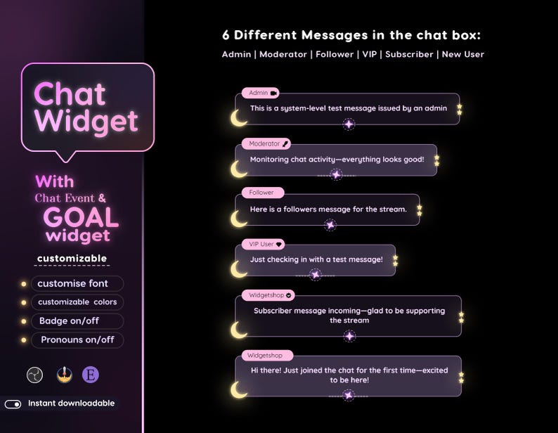 Moon Glow Chat Widget | Twitch Streamelements Animated Starry Night ...