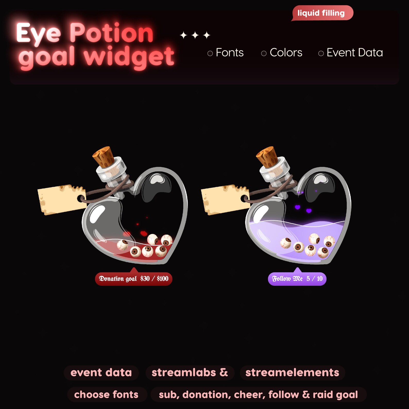 Eye Potion Goal Widget | Twitch Streamlabs Streamelements Halloween ...