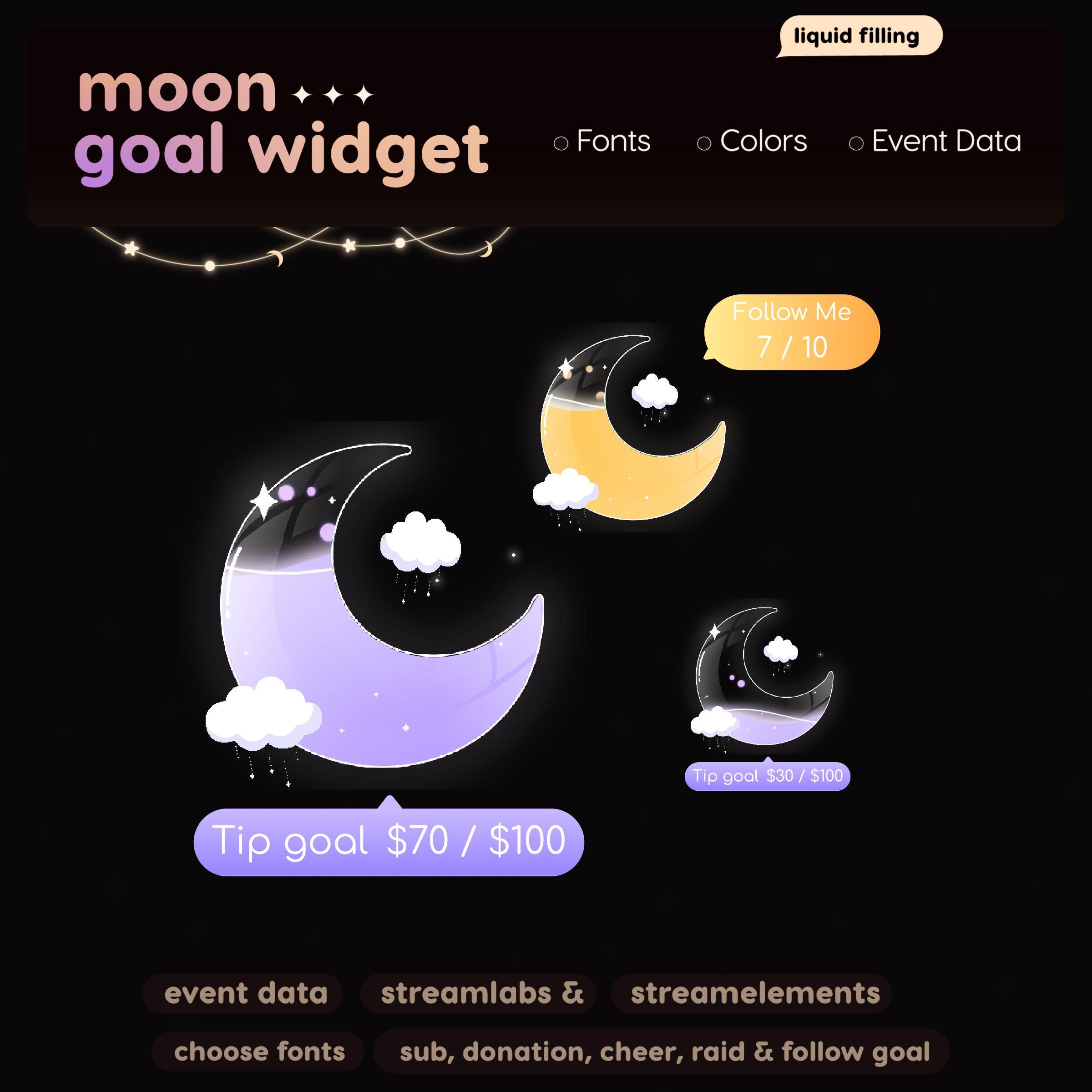 Moon Cloud Goal Widget | Twitch Streamlabs Streamelements Sub Follower ...