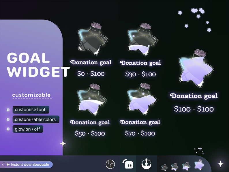 Cute Star Bottle Liquid Filling Goal Widget is Fully Customisable for ...
