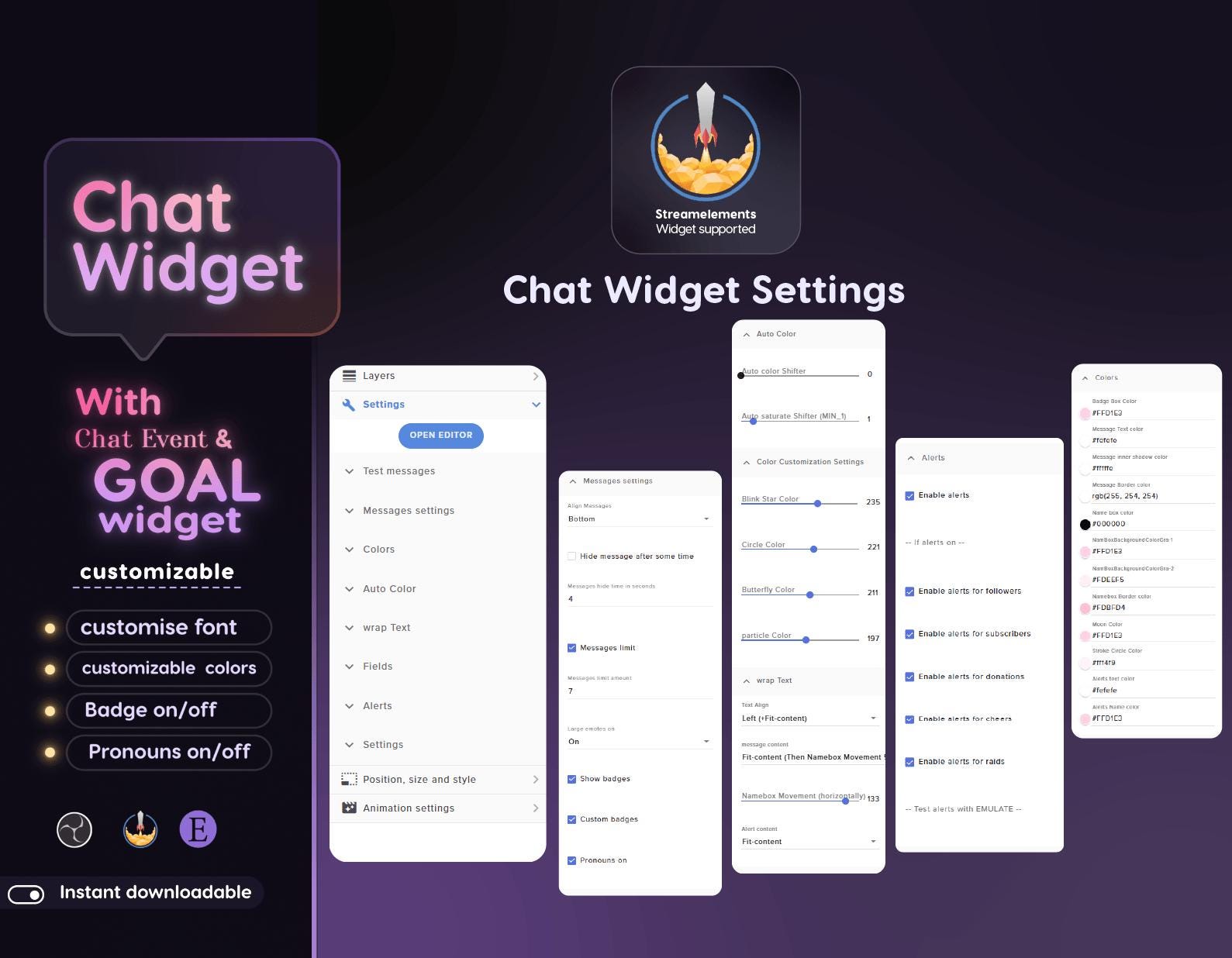 Butterfly Galaxy Chat Widget | Twitch Streamelements Animated Chat Goal ...