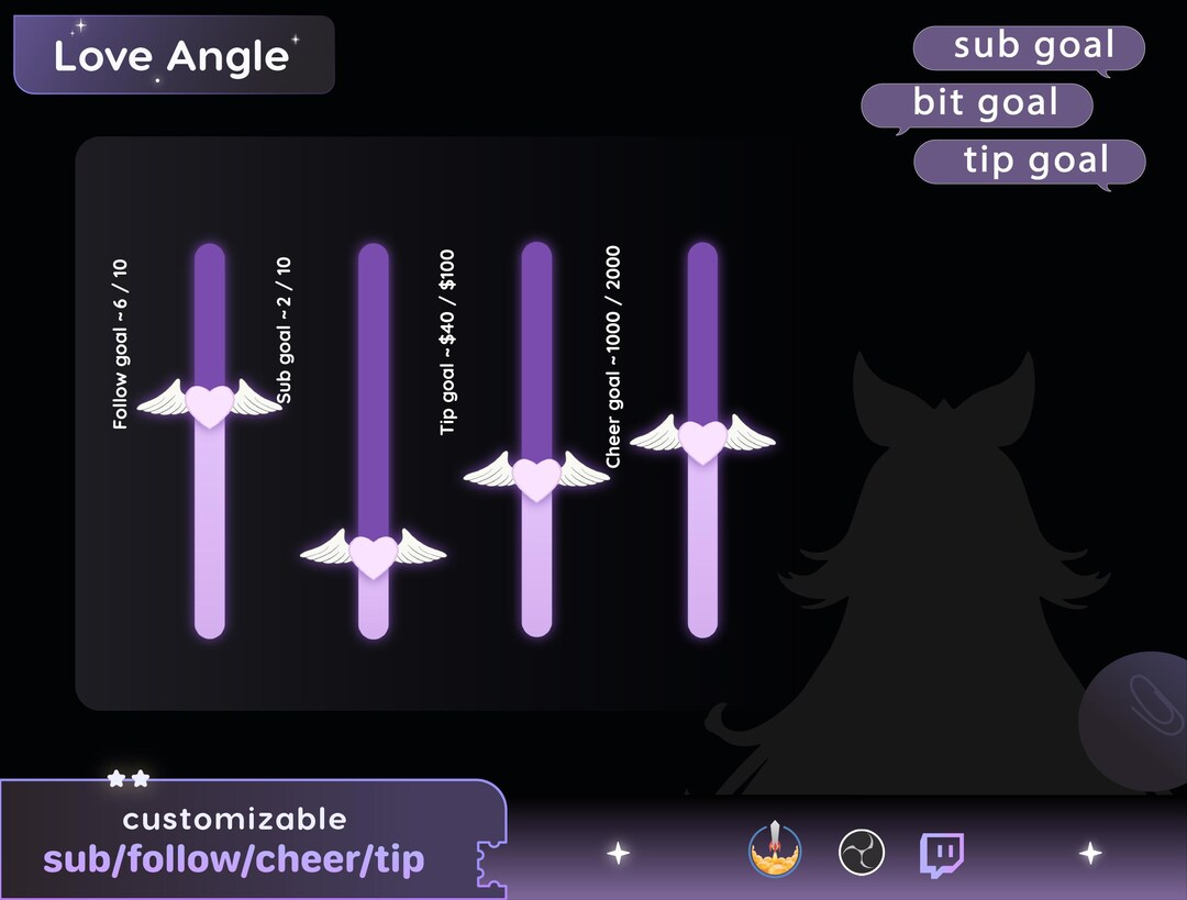 Angel Love Bar Loading Goal Widget: Twitch Streamelements OBS (digital ...